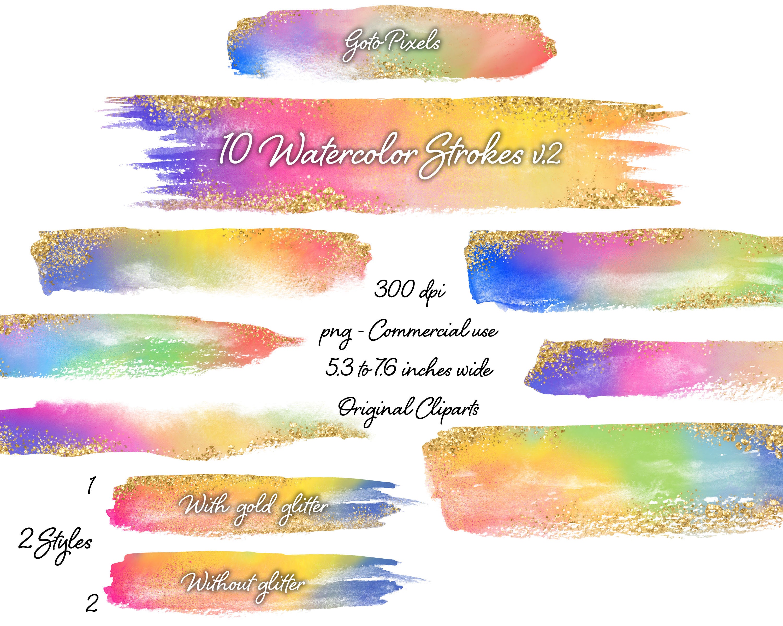 Rainbow Watercolor Brush Strokes Rainbow Watercolor Clipart - Etsy