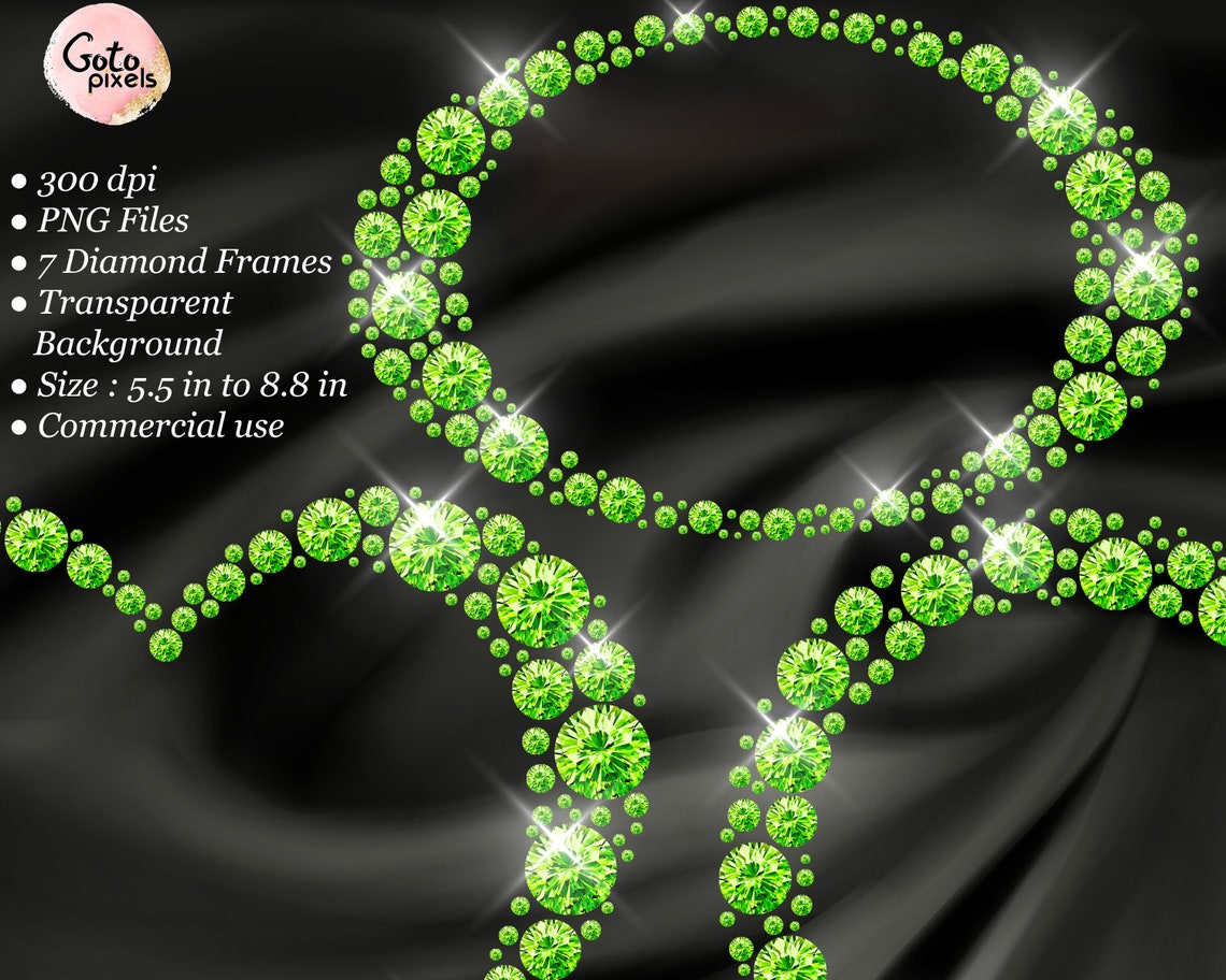 Emerald Diamond Frame Clipart Green Diamond Borders Overlay | Etsy