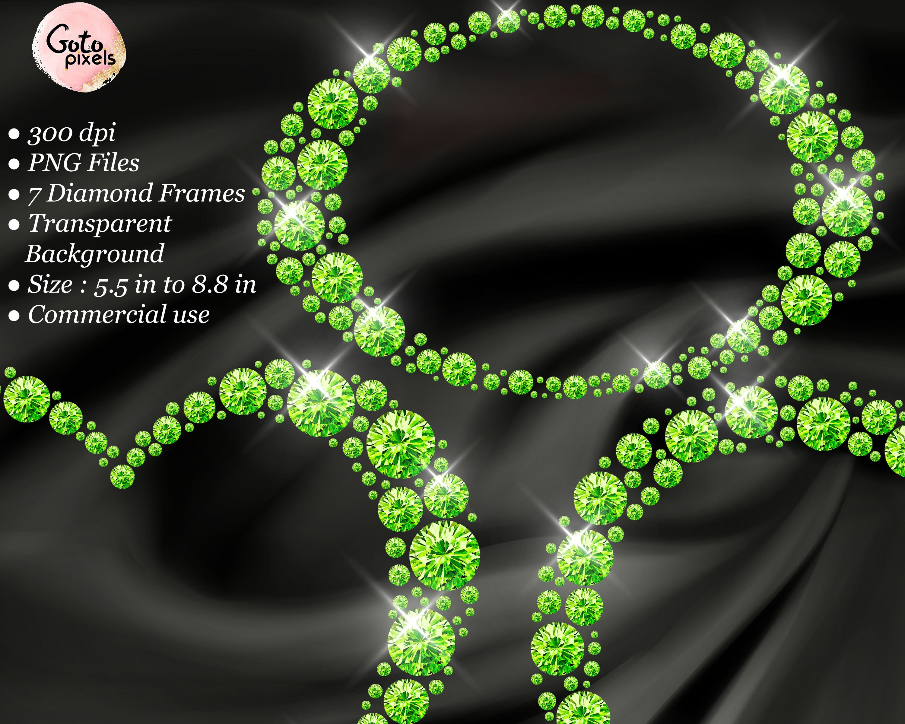Emerald Diamond Frame Clipart Green Diamond Borders Overlay | Etsy