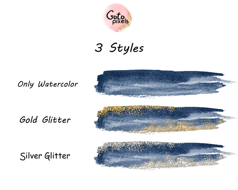 Navy Watercolor Brush Strokes Navy Watercolor Clipart Splash | Etsy