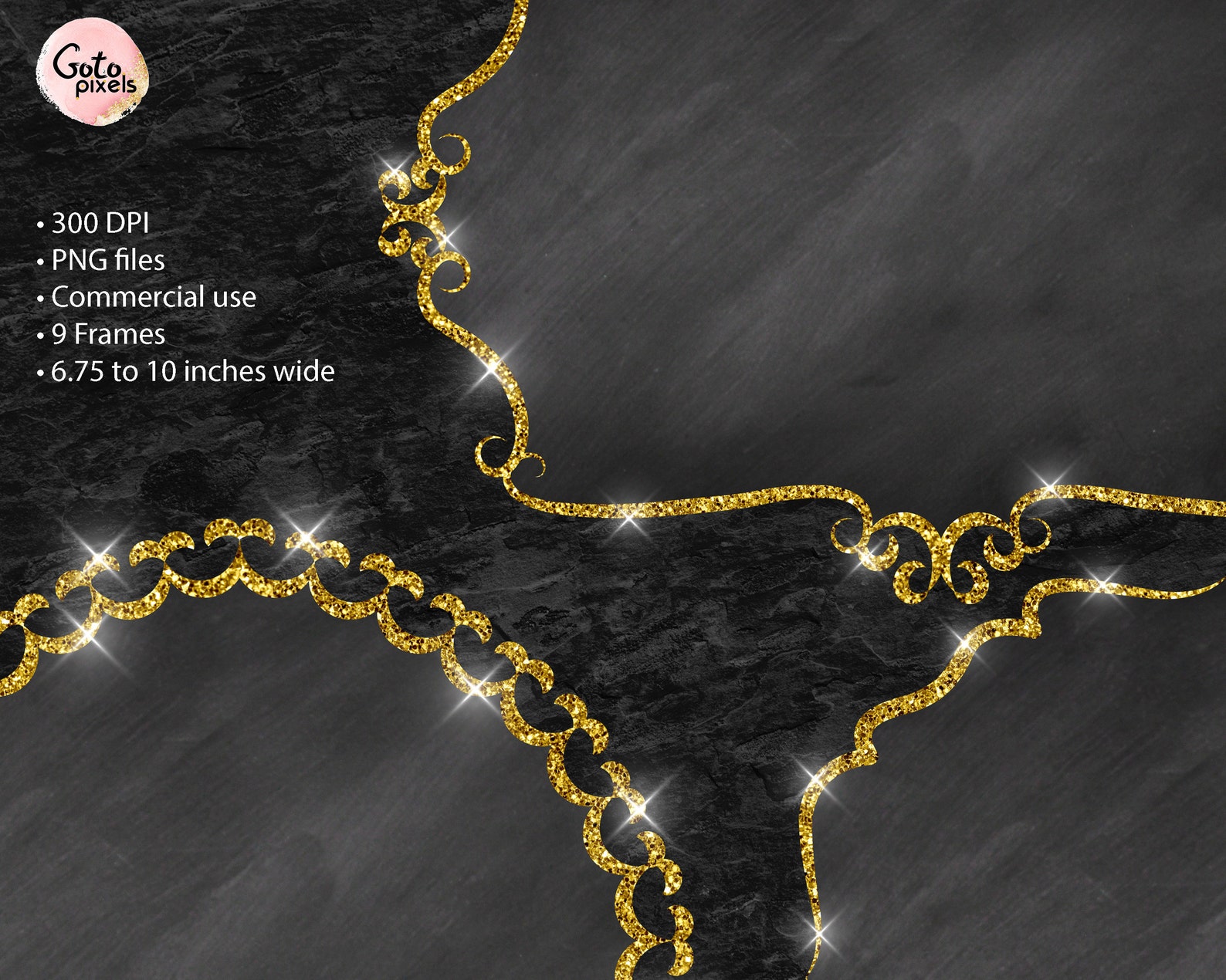 Chalkboard Gold Frames Clipart gold labels chalkboard | Etsy