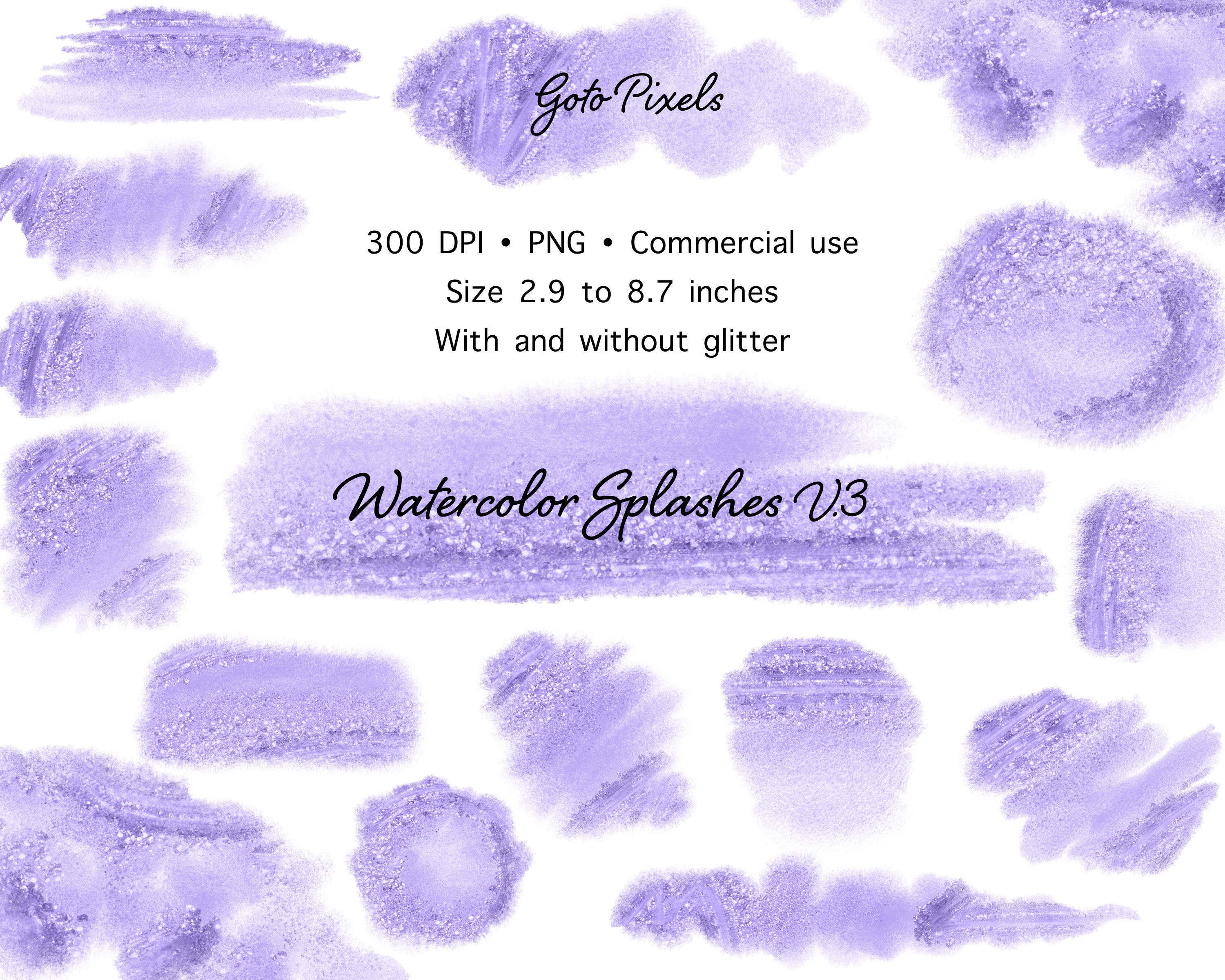 Purple Watercolor Glitter Clipart Splashes and Splotches Clip - Etsy