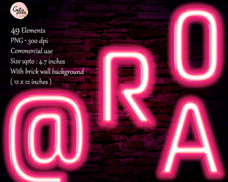 Pink Neon Alphabet Clipart Neon Letters Clipart Digital Neon | Etsy