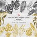 Black and Gold Tropical Leaves Clipart, Gold Foil Tropical Leaf PNG ...