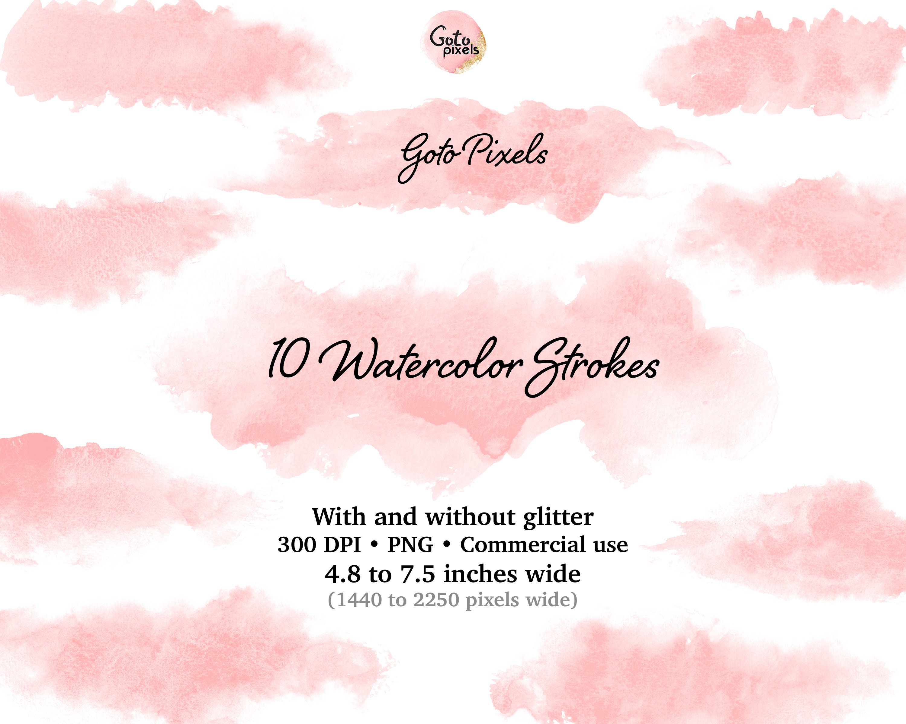 Pink Watercolor Brush Strokes Pink Watercolor Clipart Splash - Etsy