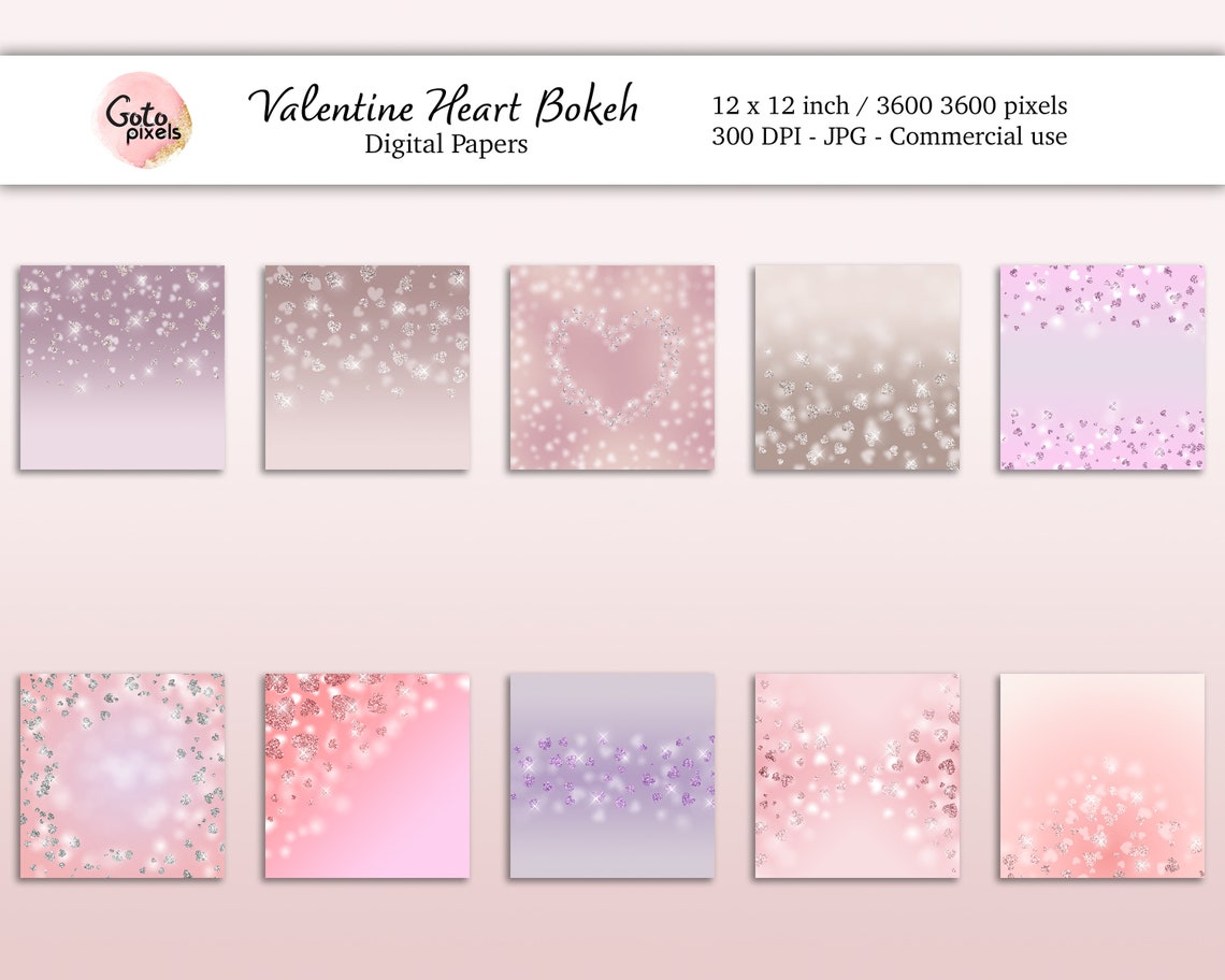Heart Bokeh Digital Papers: Valentine Backgrounds (digital Download) - Etsy