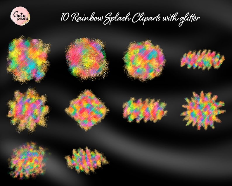 Rainbow Watercolor Splash Clipart Splashes and Splotches | Etsy