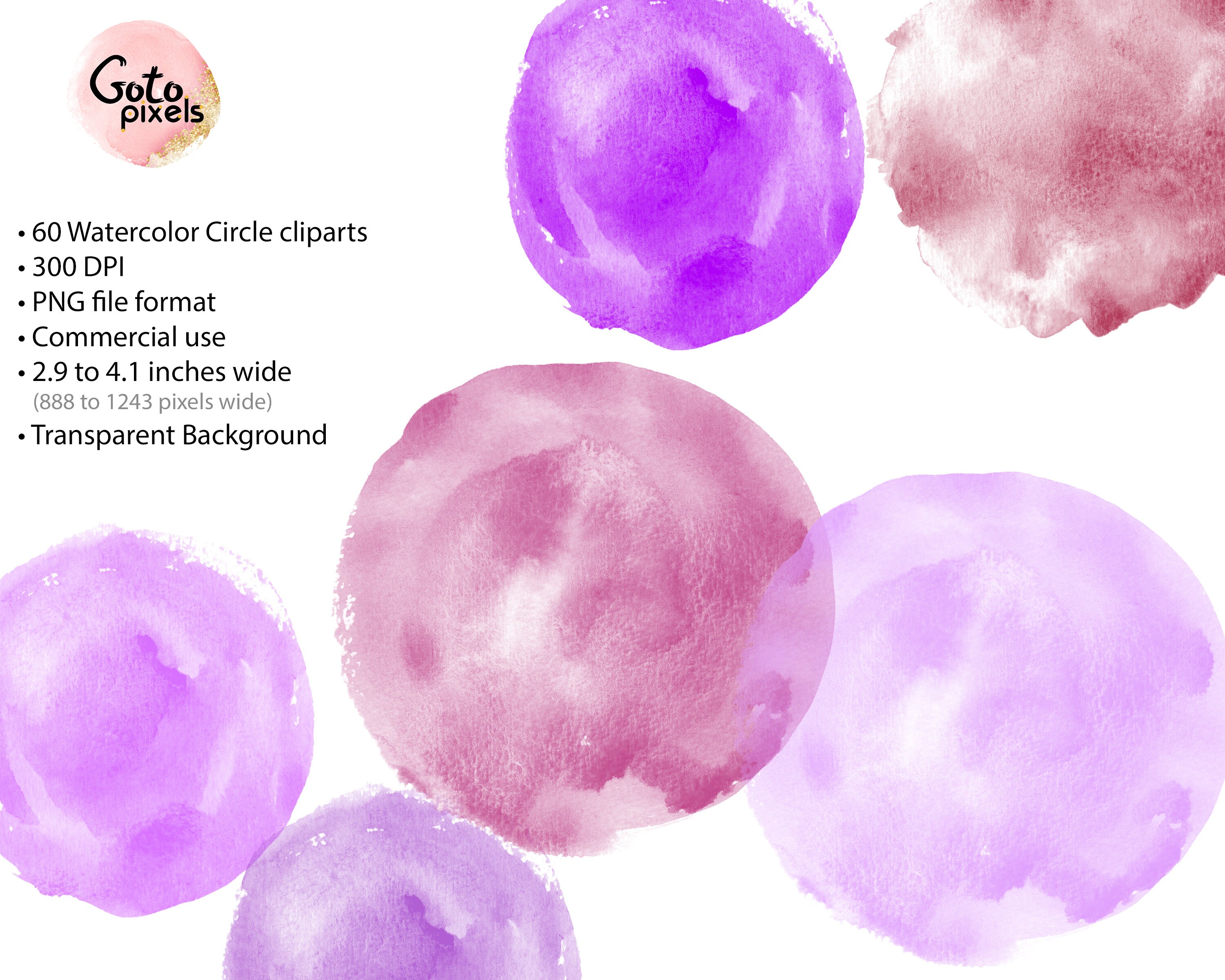 Purple Watercolor Circle Clipart Watercolor Circles for Logo - Etsy