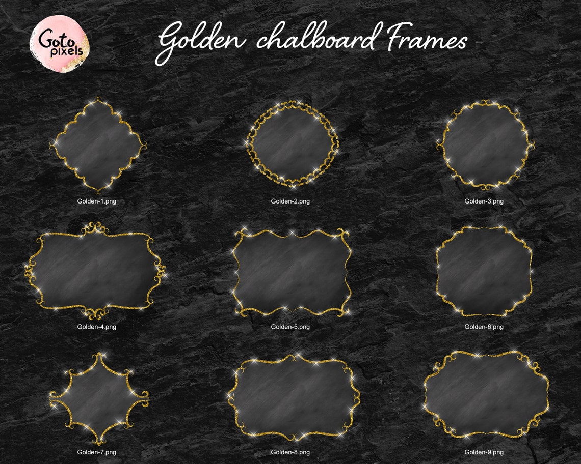 Chalkboard Gold Frames Clipart gold labels chalkboard | Etsy
