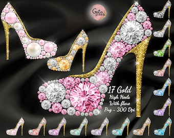 Diamond Heels Clipart PNG Files Rhinestone Heels Clipart - Etsy