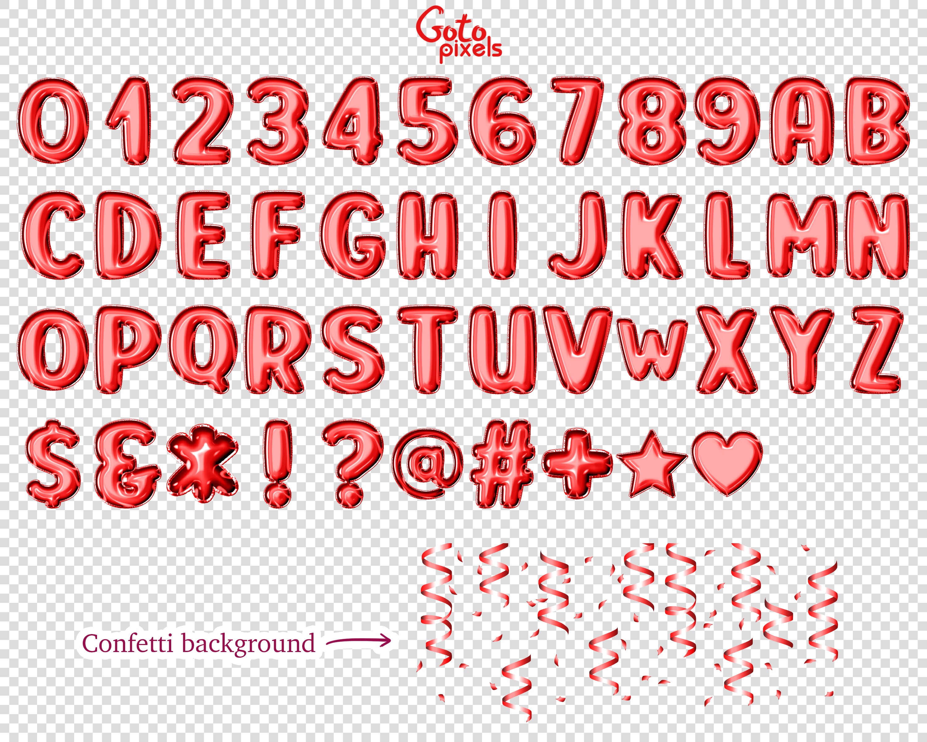 Red Foil Balloon Alphabet Clip Art Digital Instant Download - Etsy UK