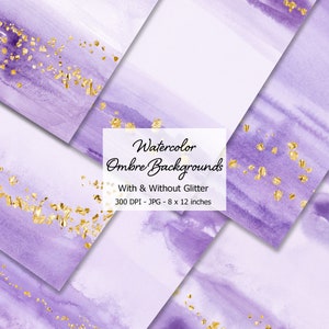 Purple Watercolor Ombre Digital Paper, Digital Paper Watercolour, Hand ...