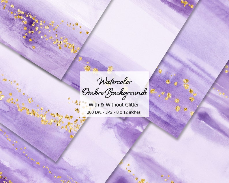 Purple Watercolor Ombre Digital Paper Digital Paper - Etsy