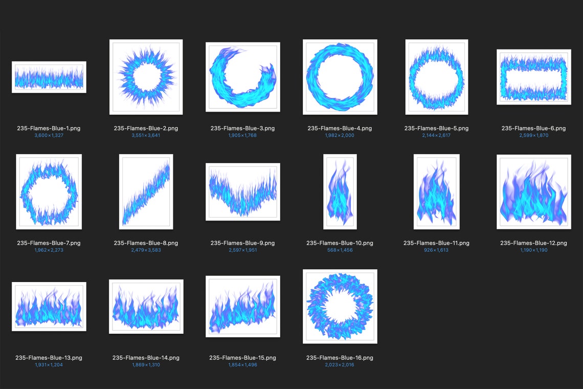 Blue Flames Clipart: Fire Overlay, Borders, Graphics (PNG, 300 Dpi) - Etsy