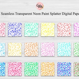 Neon Paint Splatter on White Digital Papers,seamless Printable ...