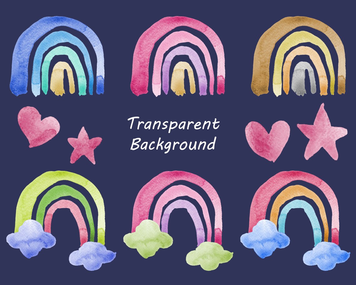 Watercolor Rainbow Clip Art Nursery Decor Rainbow Clipart - Etsy