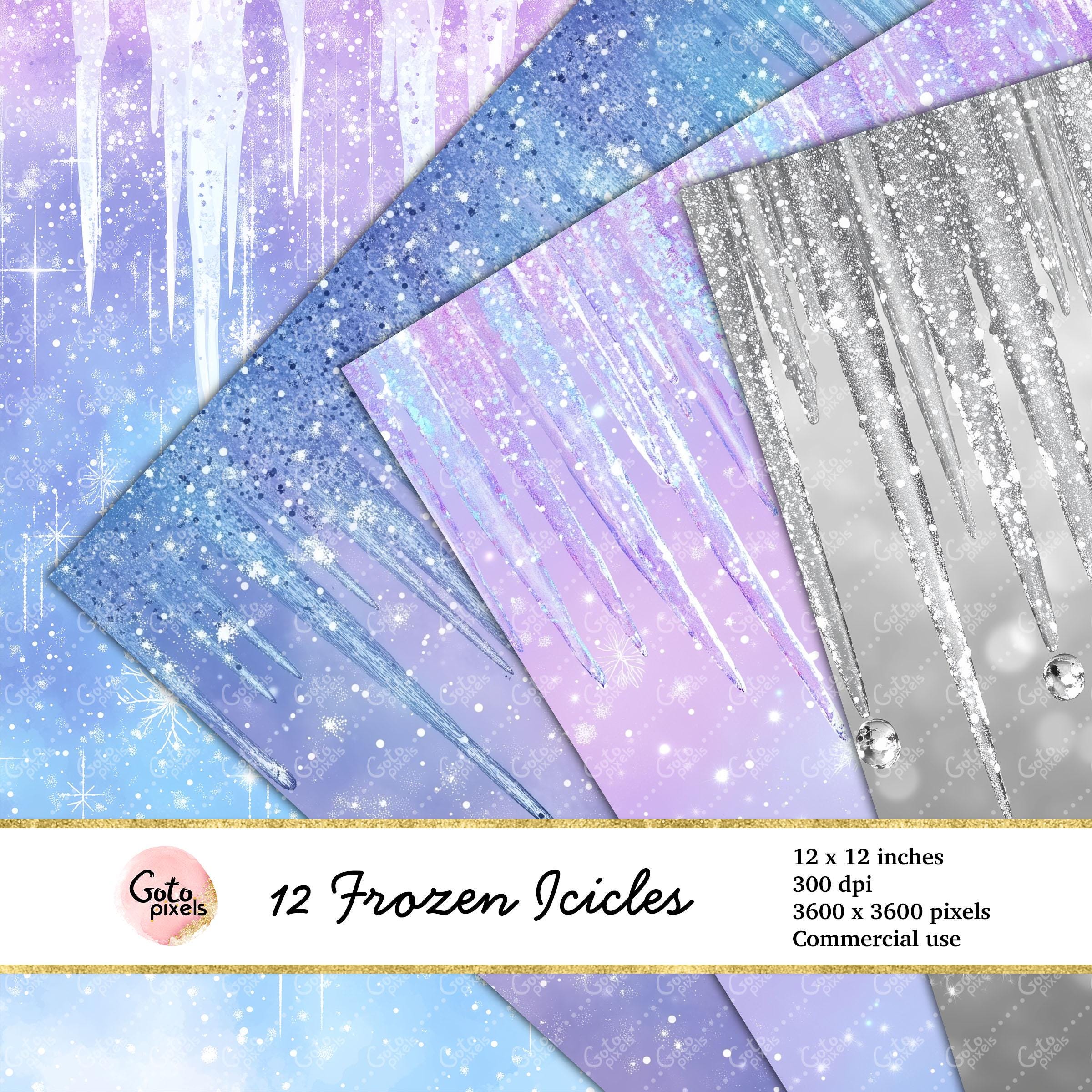 Frozen Icicles Digital Paper: Winter Snowflake Backgrounds (12x12 ...