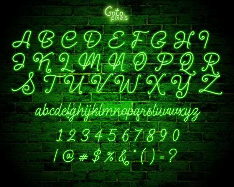 Green Neon Alphabet Clipart Neon Letters Clipart Digital - Etsy