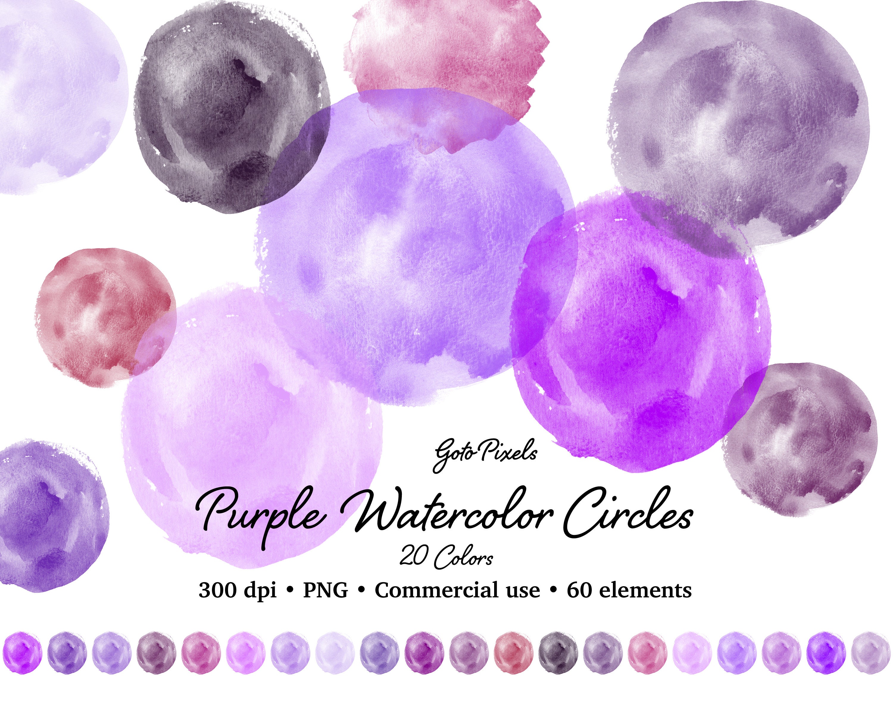 Purple Watercolor Circle Clipart Watercolor Circles for Logo - Etsy