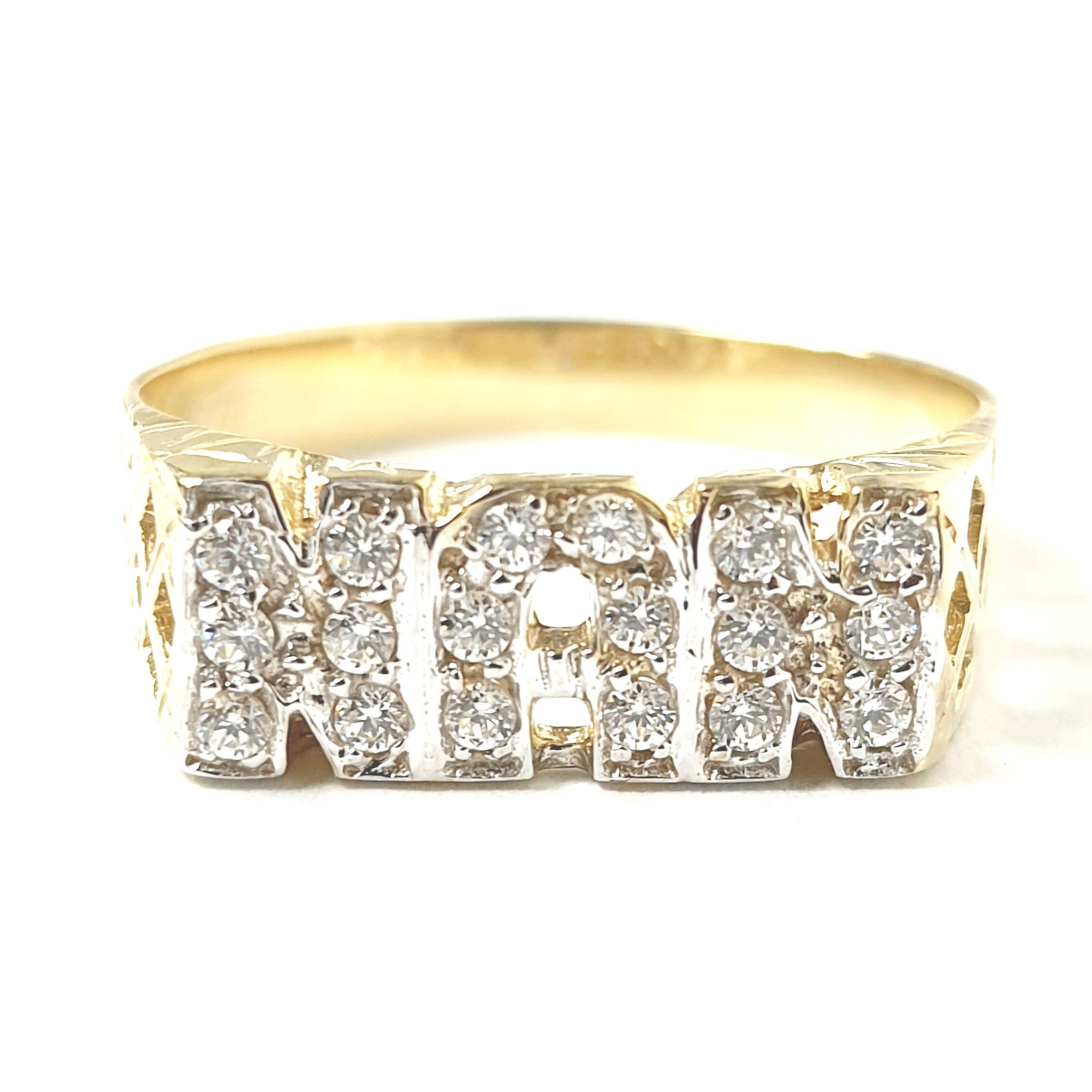 Gold NAN Ring White Cubic Zirconia Stones NEW 9ct Yellow Gold | Etsy