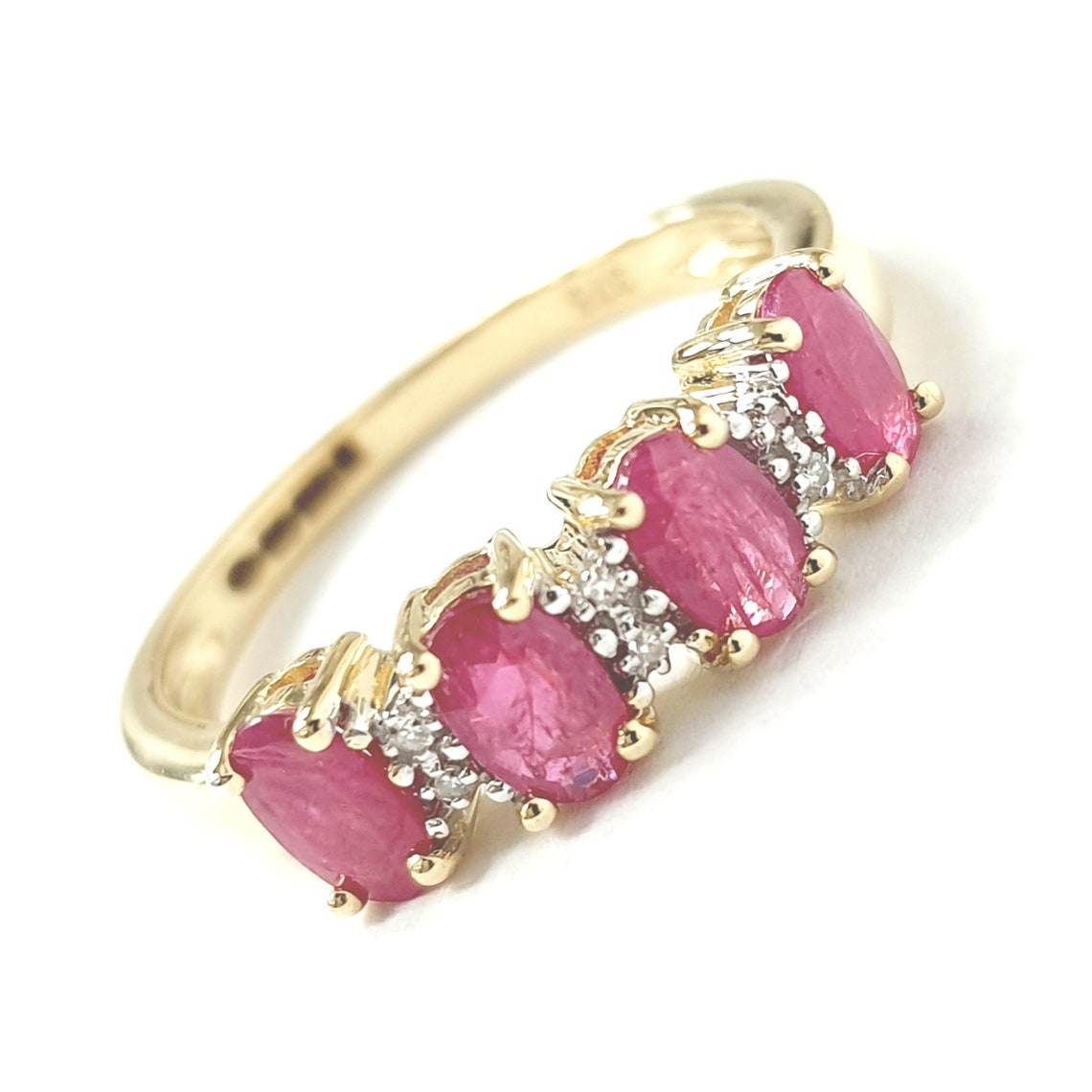 9ct Gold Diamant Rubin Ring Half Eternity Damen Oval Cut Gelb - Etsy.de