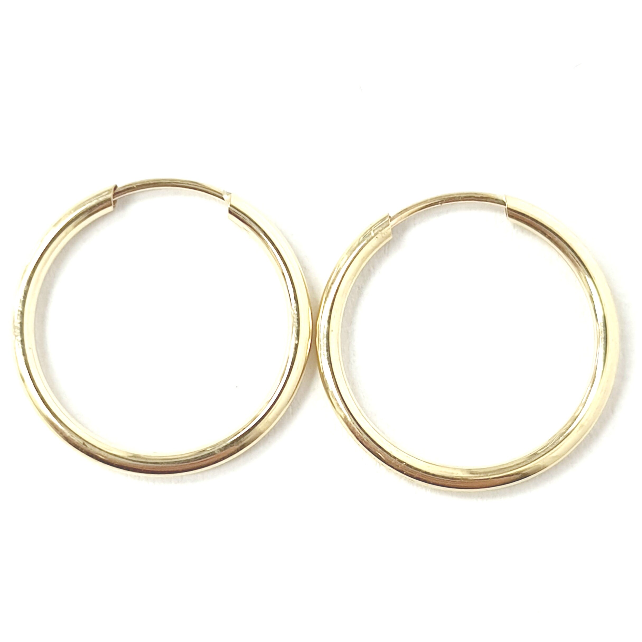 9ct Gold Sleeper Hoop Earrings 16mm Size Men's or Ladies SOLD AS A PAIR ...