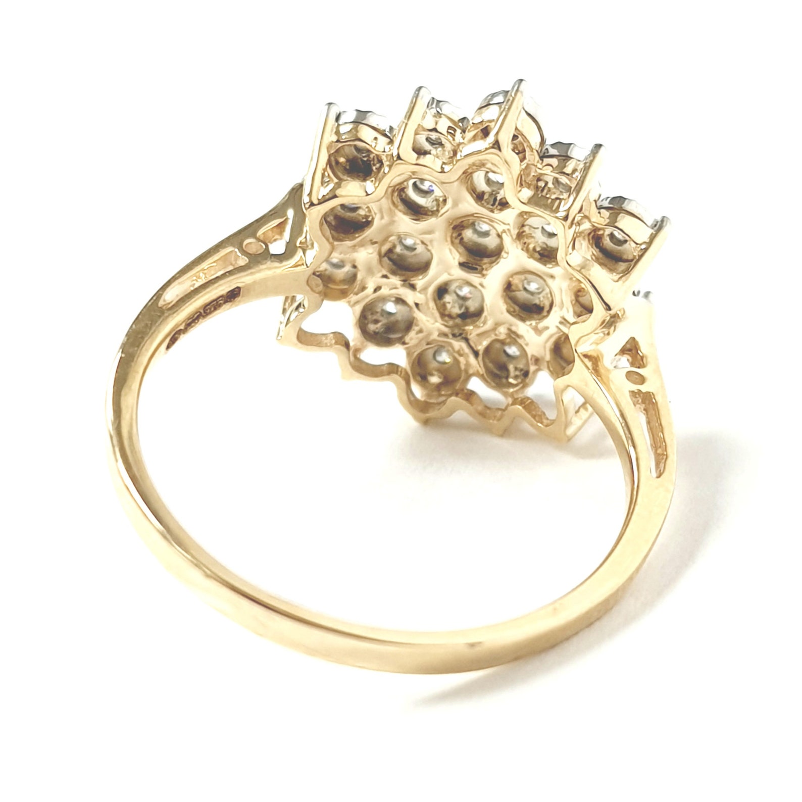 9ct Gold Diamond Flower Cluster Ring Illusion Set Yellow - Etsy