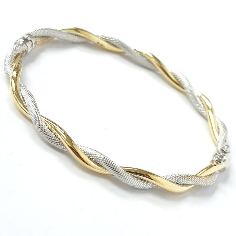 9ct Gold Bangle Ladies Twist Hinged Yellow and White GOLD 4.8g - Etsy UK