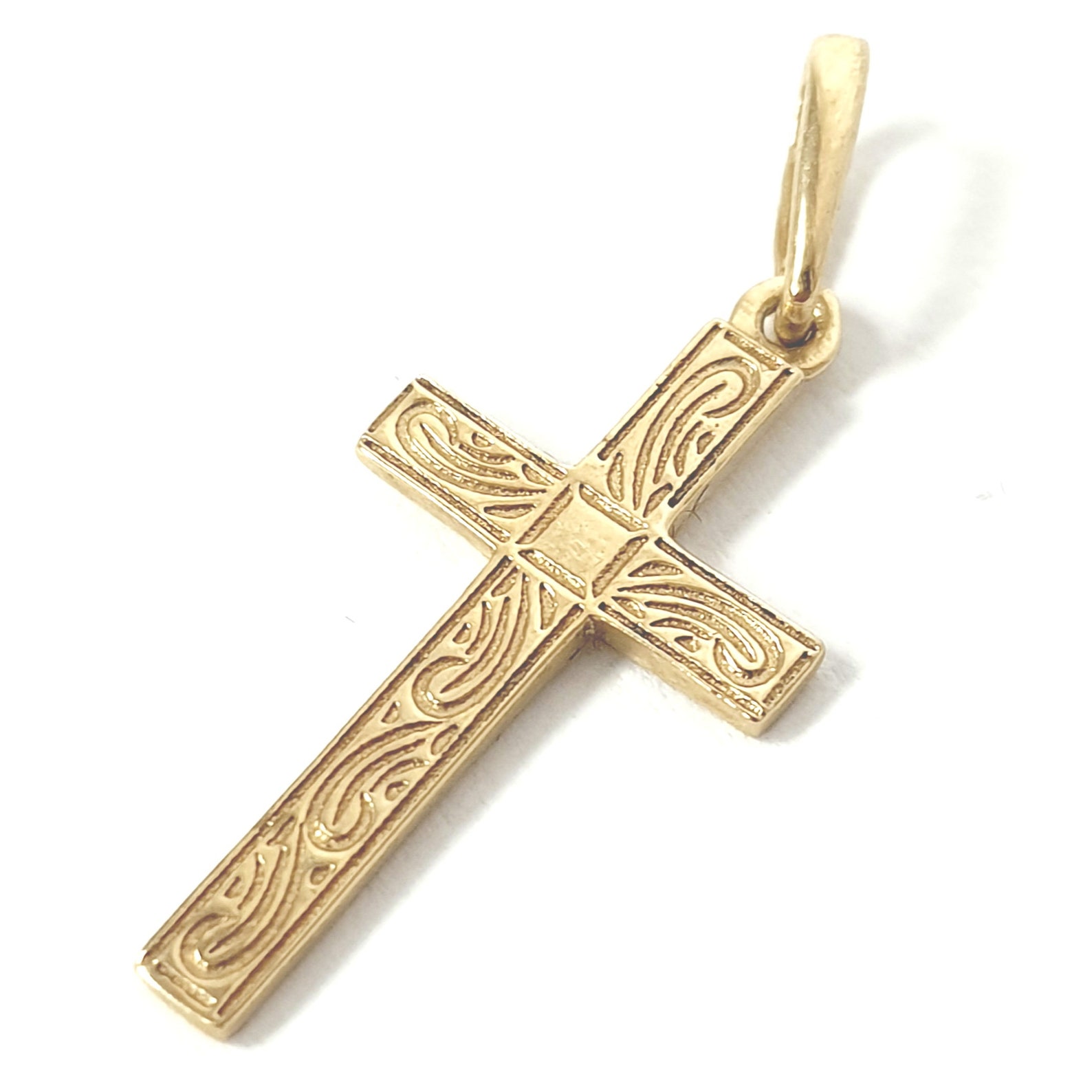 9ct Gold Patterned Cross Pendant NEW SOLID Yellow Gold - Etsy UK