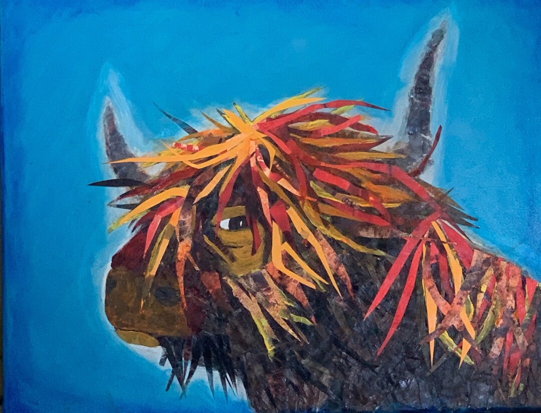 Highland Cow Number 3, Printable, Instant Download, Mixed Media ...