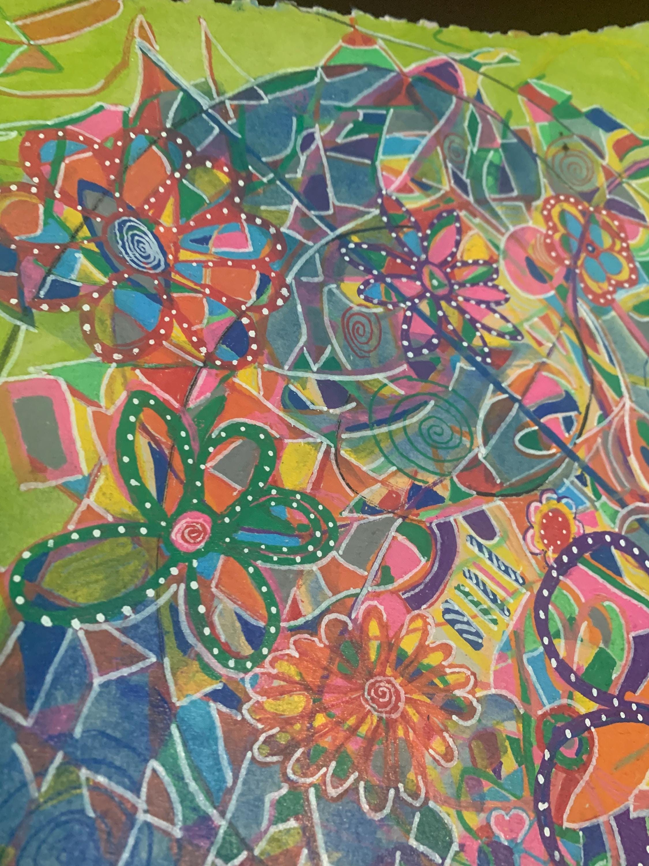 Chaotic Garden; Colorful Original Abstract Neuro Artwork Handpainted by ...