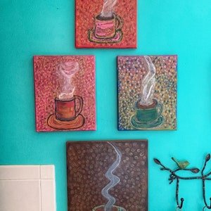 Coffee Time; Original Acrylic Expressionist Wall Art Handpainted, Gift ...