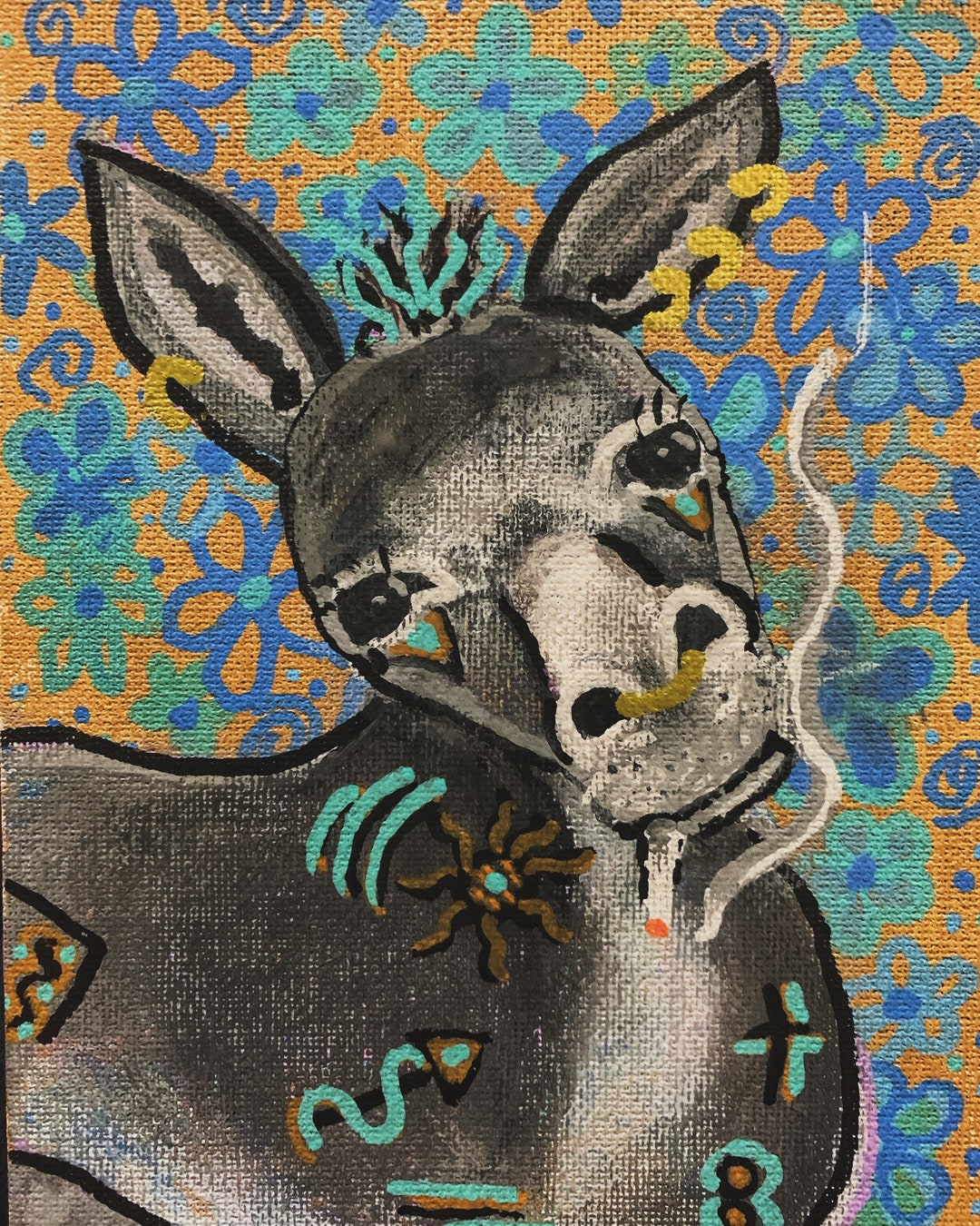 Mellowed Burro Original Acrylic Painting on Canvas Board Handpainted by ...
