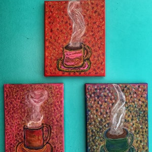 Coffee Time; Original Acrylic Expressionist Wall Art Handpainted, Gift ...