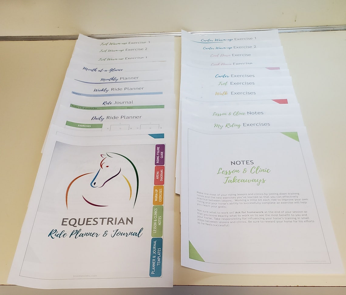 HORSE Planner & Journal, Printable Equestrian Planner, Dressage Journal ...