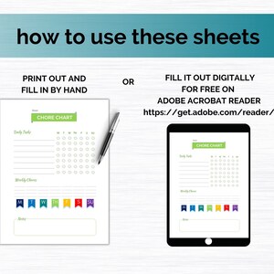 Kids Chore Charts Printable | INSTANT DOWNLOAD | Kid's Responsibility ...