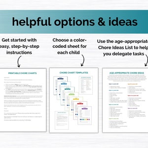 Kids Chore Charts Printable | INSTANT DOWNLOAD | Kid's Responsibility ...