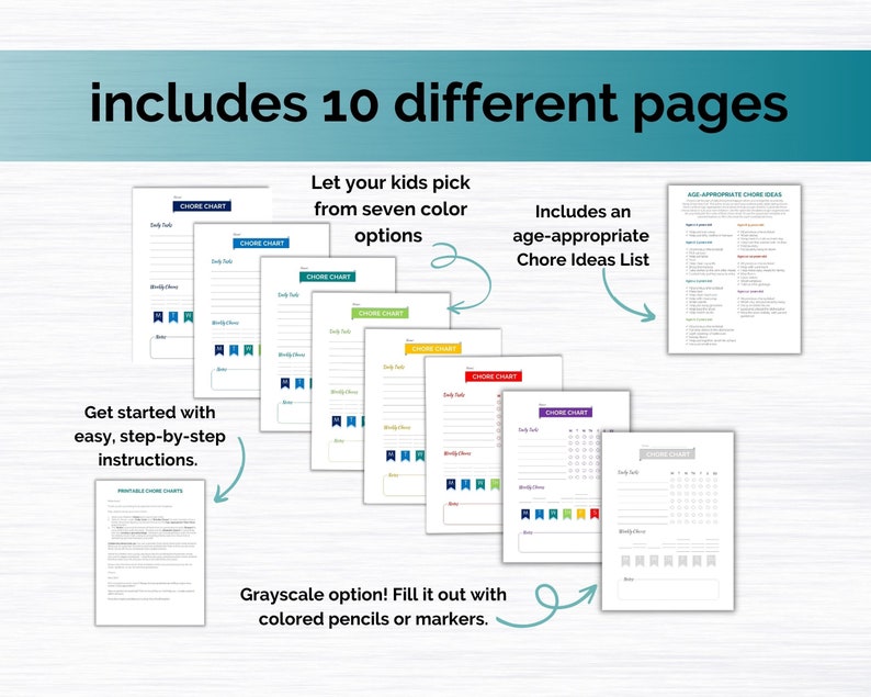 Kids Chore Charts Printable | INSTANT DOWNLOAD | Kid's Responsibility ...