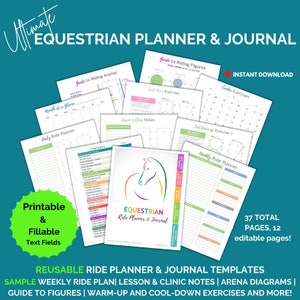 HORSE Planner & Journal, Printable Equestrian Planner, Dressage Journal ...