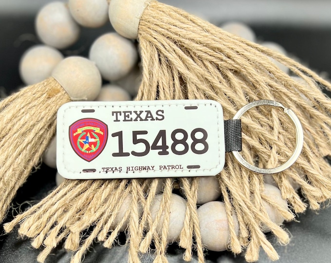 Texas Highway Patrol License Plate Keychain; Texas DPS State Trooper ...