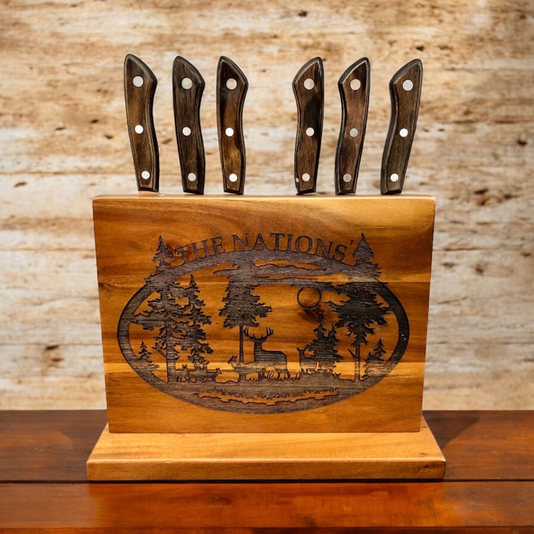 Personalized Magnetic Knife Holder; Rustic Kitchen Gift; Double Sided ...