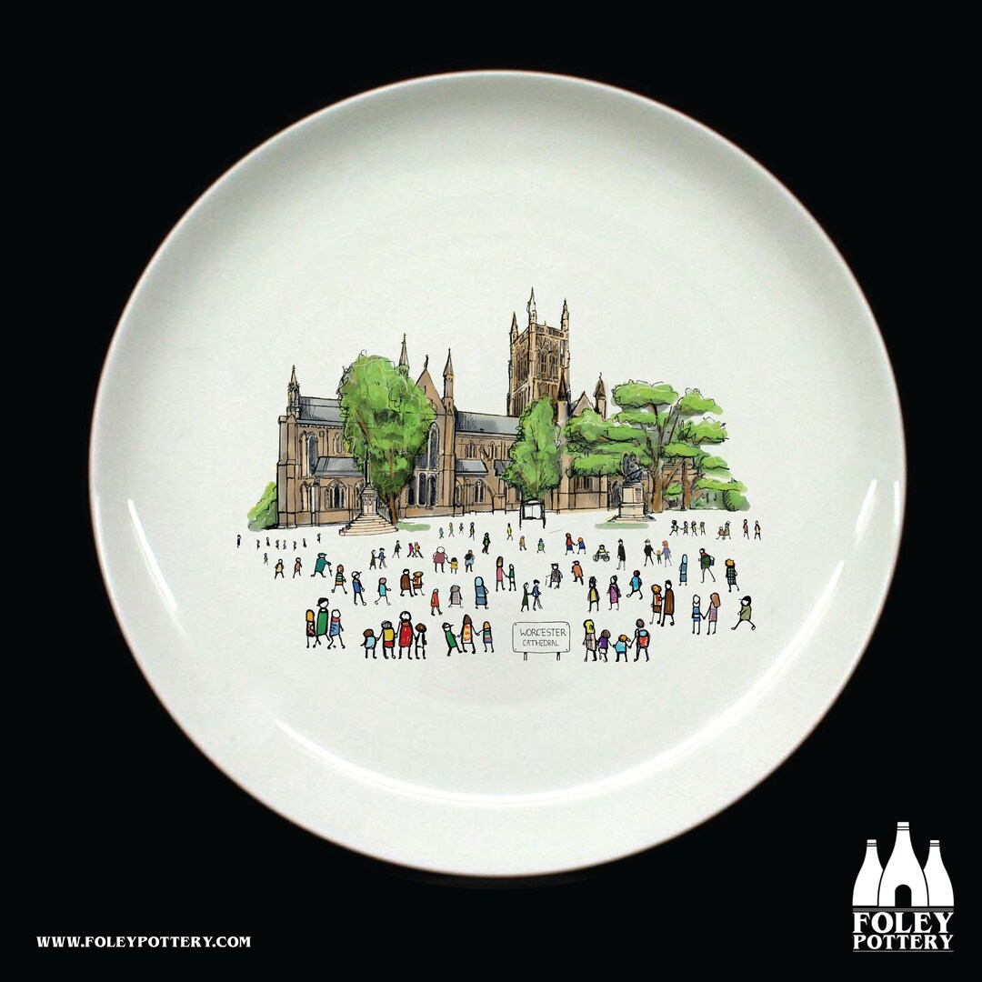 C: Worcester Cathedral, , Illustrated, - Fine Bone China Plate - Etsy