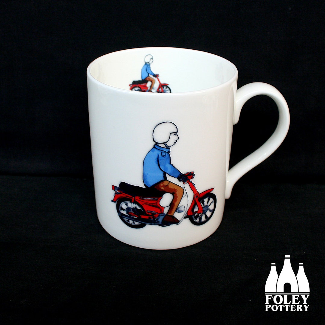 MBC: Motor Bike - Honda C90 - Inspired - Illustrated - Red - Tribute - Fine Bone China - Mug - Etsy
