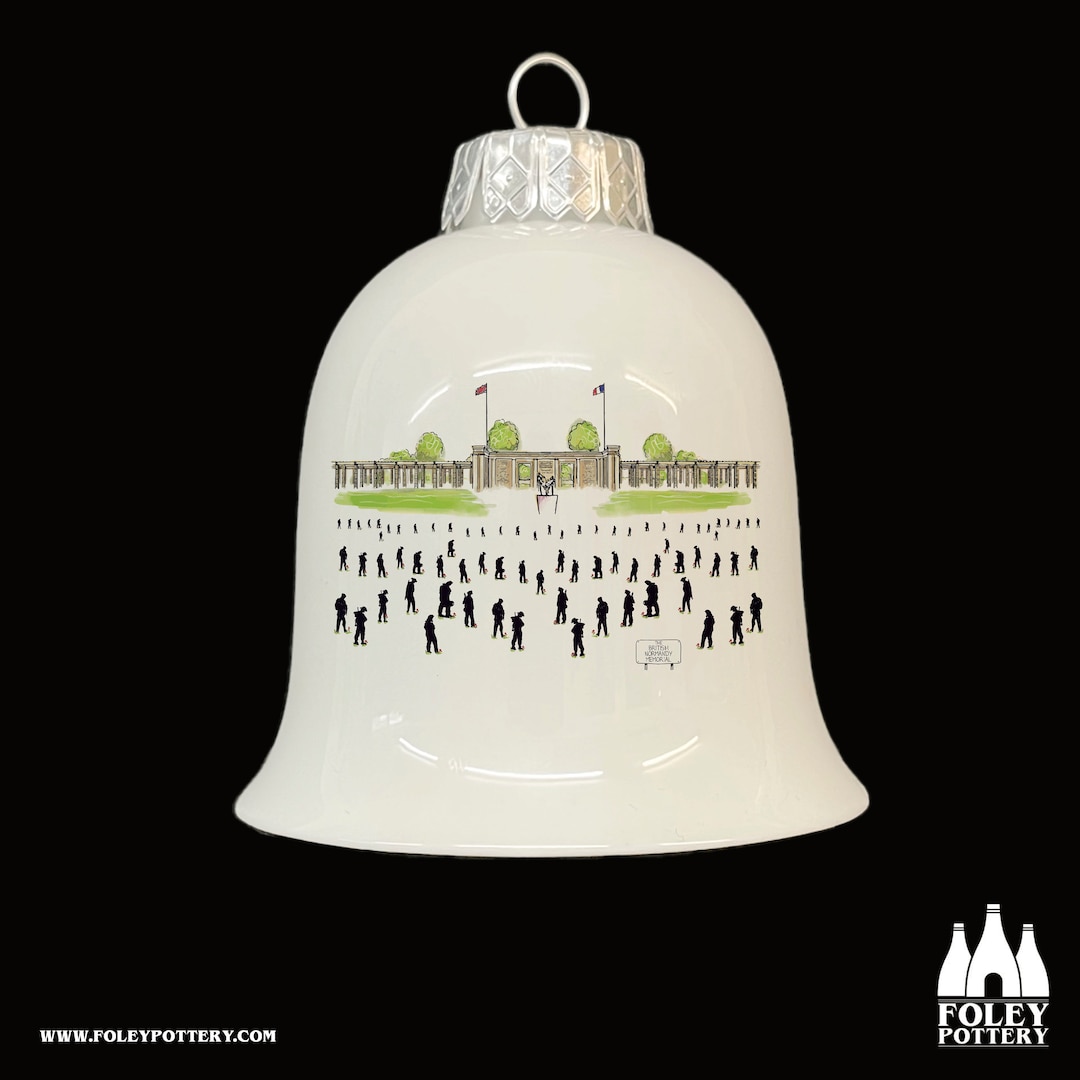 MEM: British Normandy Memorial - - Illustrated - - Fine Bone China Bell ...
