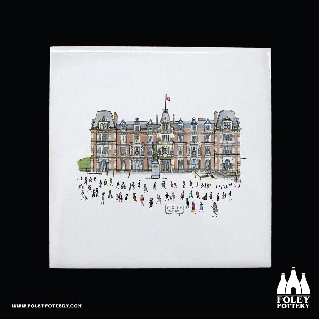 TH: Hanley Town Hall, Stoke on Trent, England, , Illustrated ...