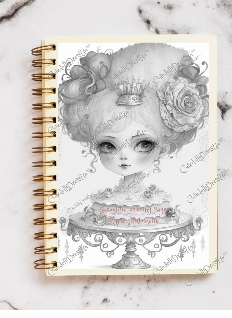 Marie Antoinette Coloring Page French Art Instant Download - Etsy