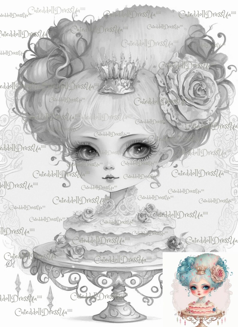 Marie Antoinette Coloring Page French Art Instant Download - Etsy