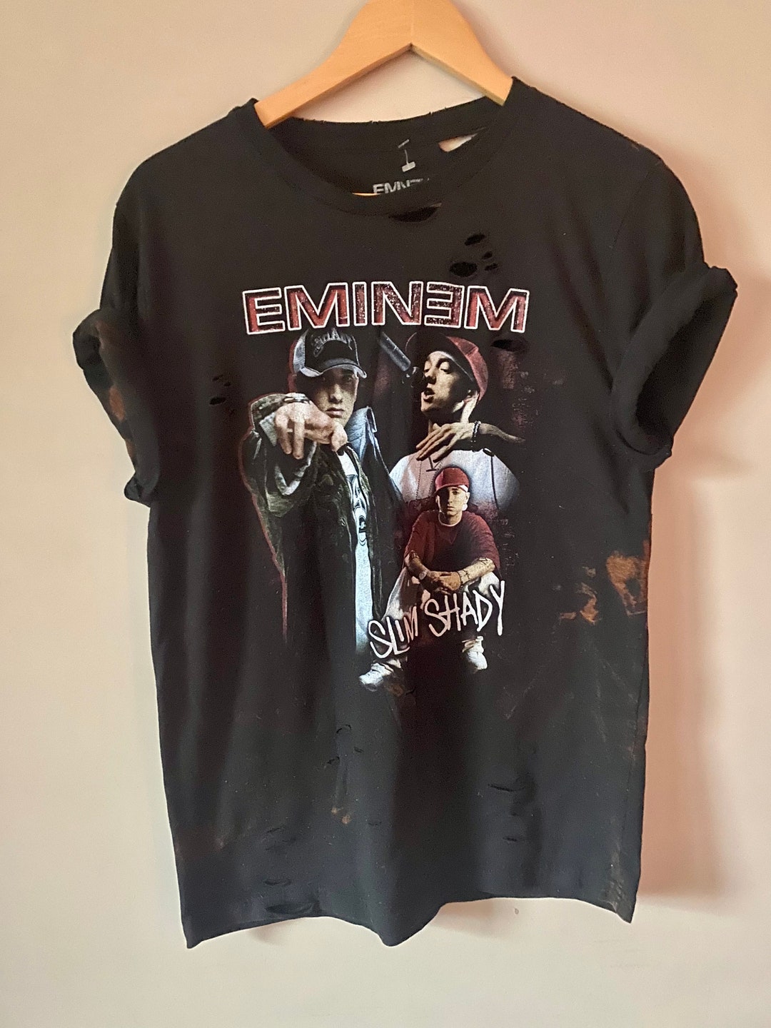 Bleached and Distressed Slim Shady Band Shirt Size M - Etsy