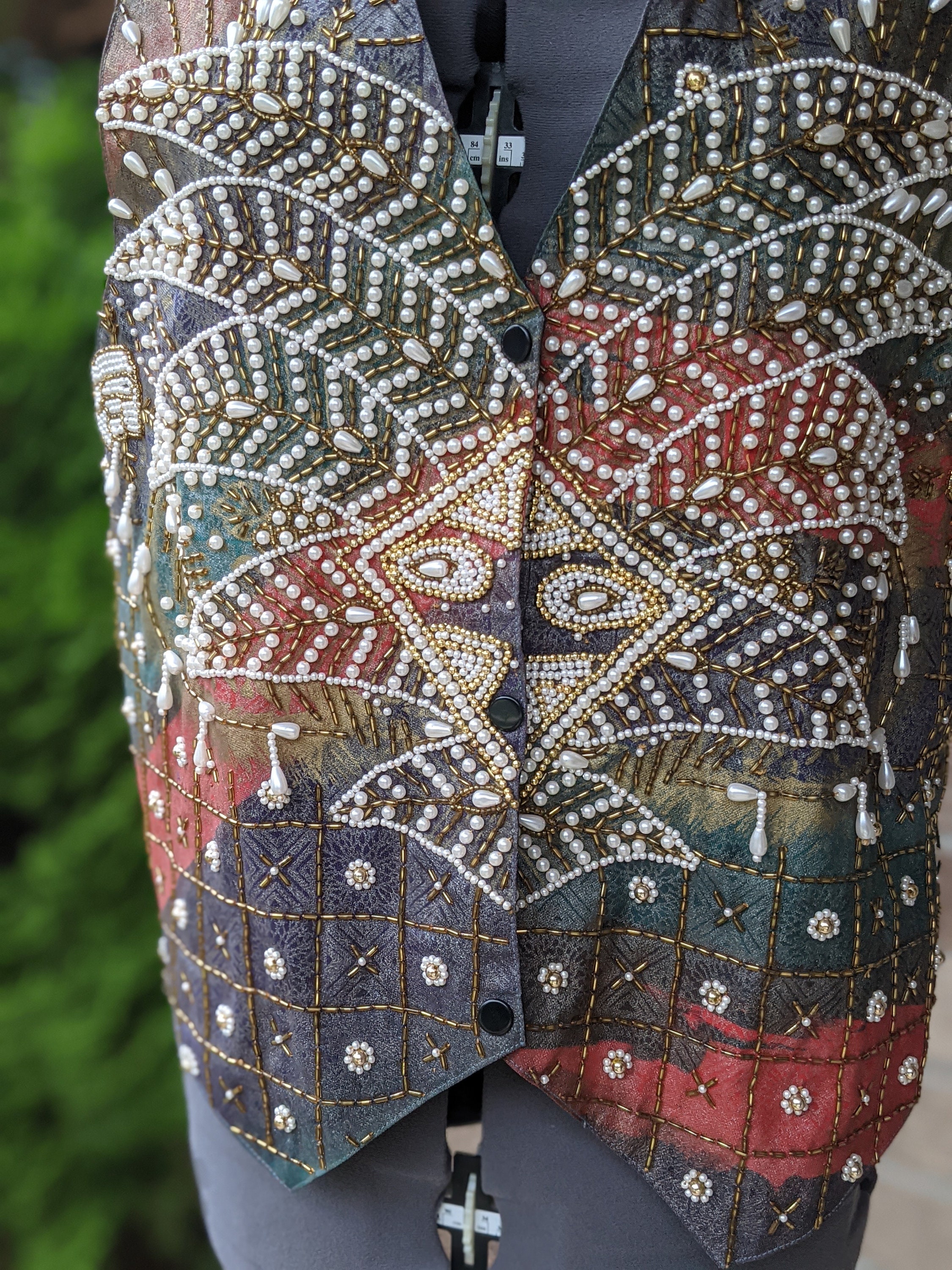 Vintage 90s 80s Beaded Vest Wearable Art Fancy Vests Art - Etsy
