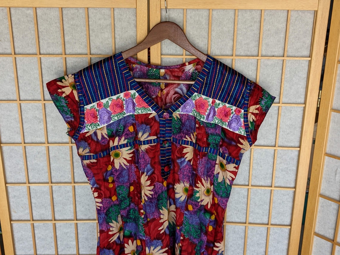 Vintage 90s- 2000s- Y2k- Rainbow Daisy Dress- Striped- Tunic- Boho ...